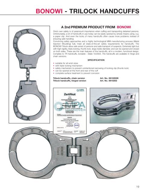 BONOWI - TRILOCK HANDCUFF