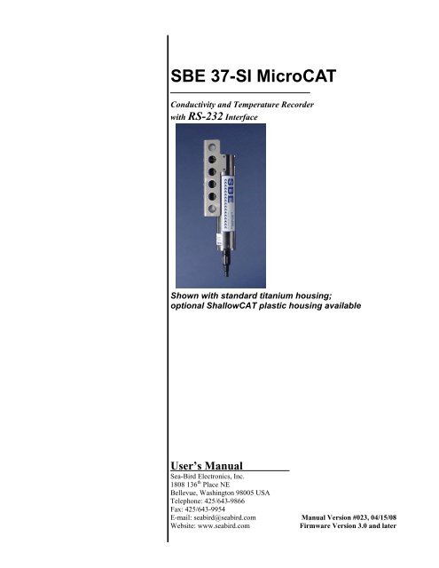 SBE 37-SI RS-232 Manual