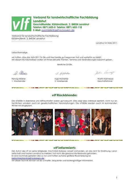 Rundbrief - Verband für landwirtschaftliche Fachbildung in Bayern eV