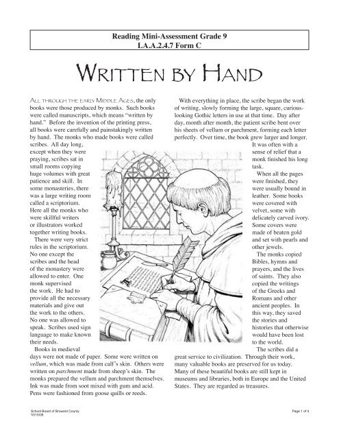 Reading Mini-Assessment Grade 9 LA.A.2.4