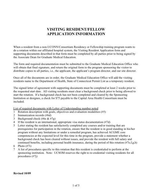 Visiting Resident Elective Form - Residency and Fellowship Programs