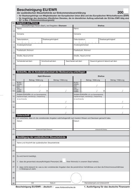 Bescheinigung EU/EWR - Amtsvordrucke.de