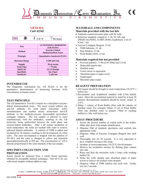 LH ELISA kit - ELISA kits - Rapid tests