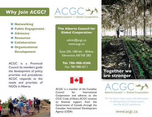 ACGC Brochure in PDF here - Alberta Council for Global Cooperation