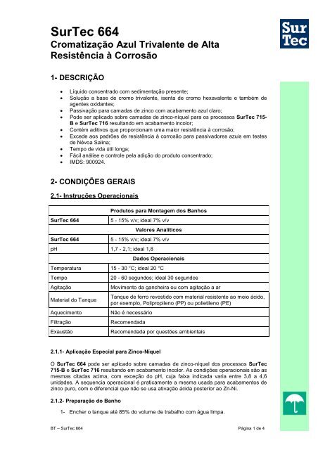 SurTec 664 - Surtec do Brasil