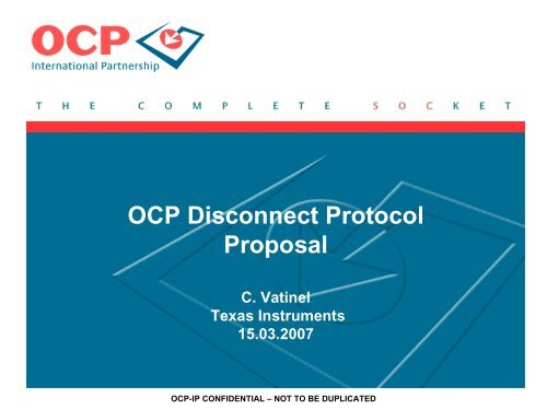 OCP Disconnect Protocol Discussion - OCP-IP
