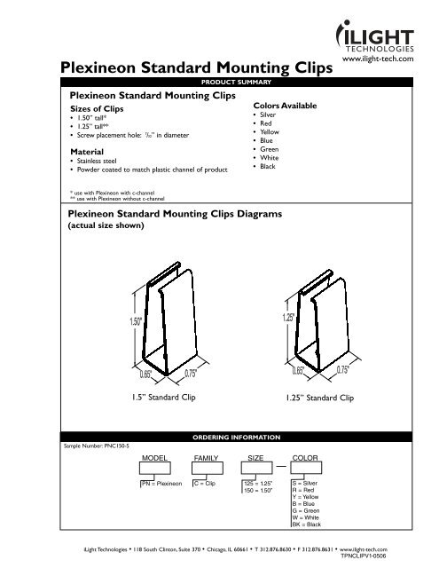 Plexineon Specialty Mounting Clips - iLight Technologies