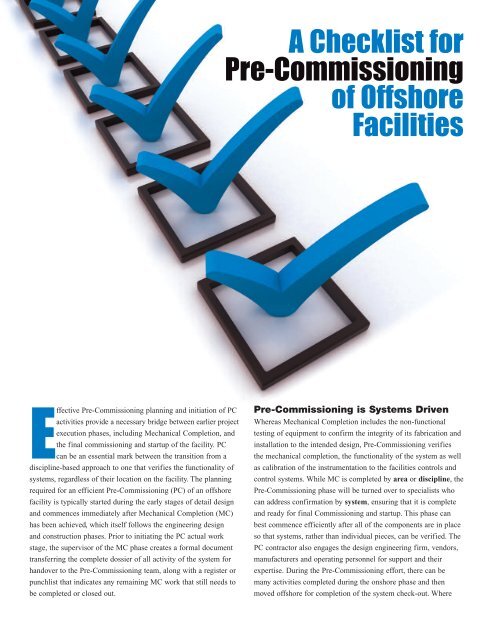 A Checklist for Pre-Commissioning of Offshore Facilities - Mustang ...