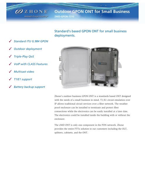 Download ZNID-GPON-7310 Datasheet