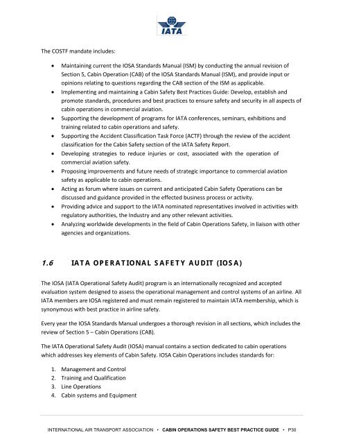 The COSTF mandate include