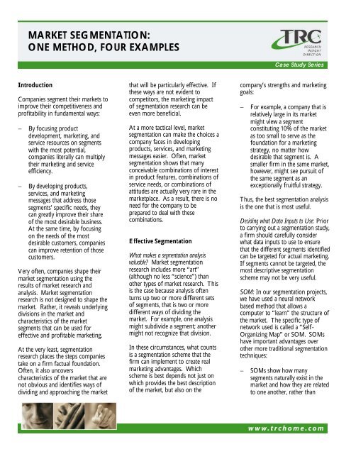 market segmentation: one method, four examples - GreenBook