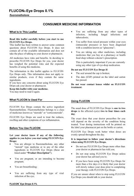 FLUCON® Eye Drops 0.1% - Medsafe