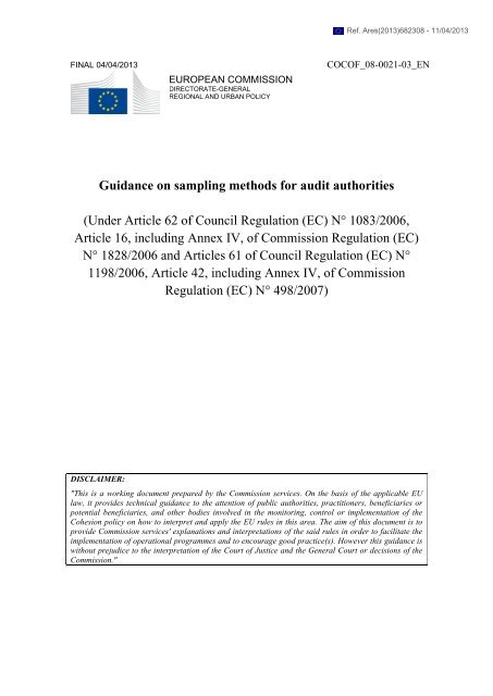 Guidance on sampling methods for audit authorities (Under ... - Interact