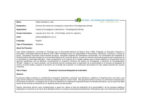 Orientacion Vocacional Busqueda de la Identidad - Jivacareer.org