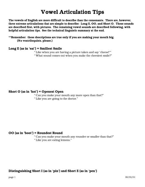 Vowel Articulation Tips