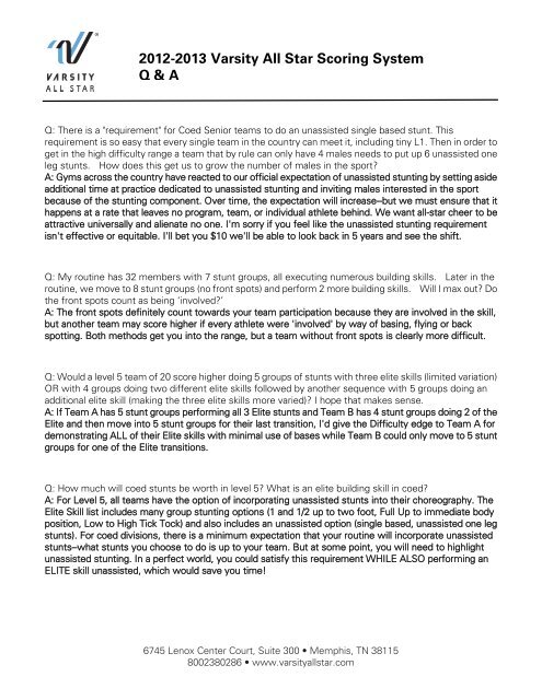 2012-2013 Varsity All Star Scoring System Q & A - Spirit Cheer
