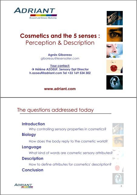 Cosmetics and the 5 senses - Sensory Spectrum