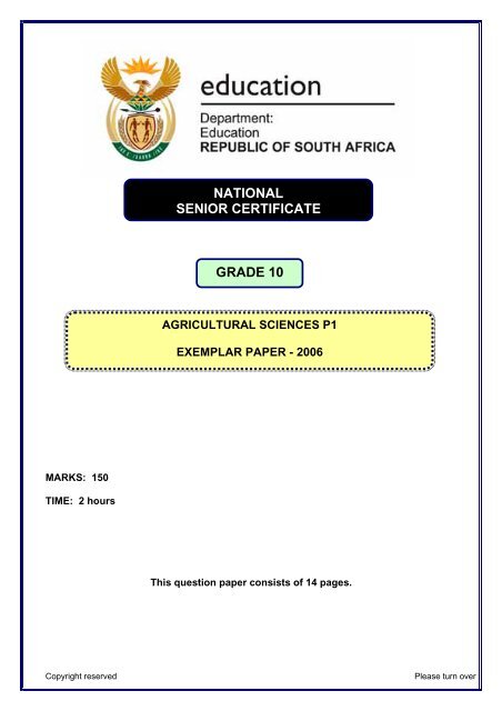 national senior certificate grade 10 - Curriculum Development