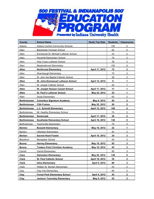 To see a full list of participating schools, please click ... - 500 ...