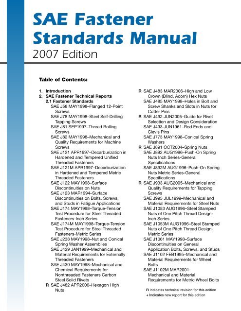 SAE Fastener Standards Manual - Quality Coach
