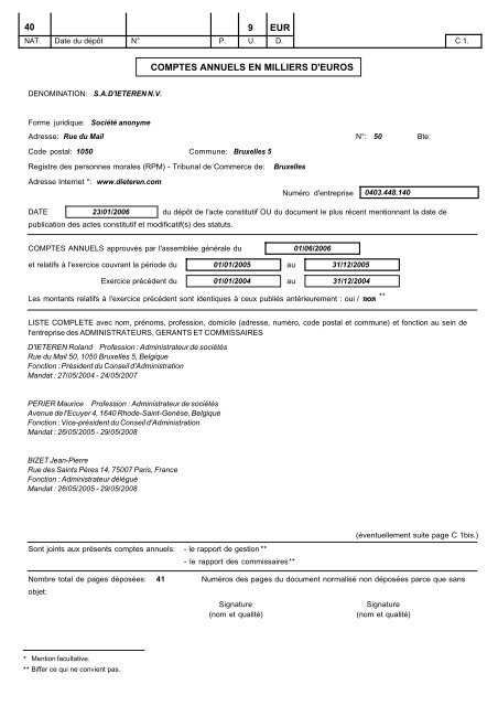 COMPTES ANNUELS: schéma complet pour entreprises en milliers