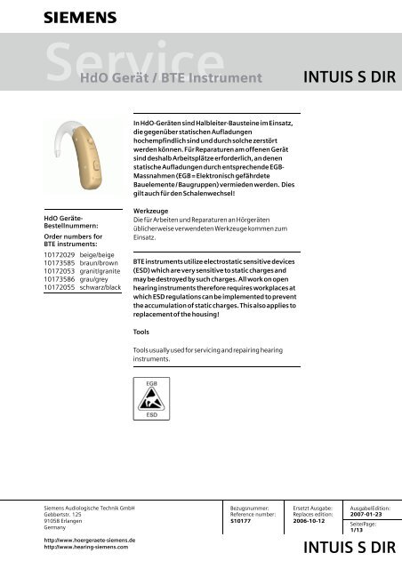 intuis s dir intuis s dir - Siemens Hearing Instruments