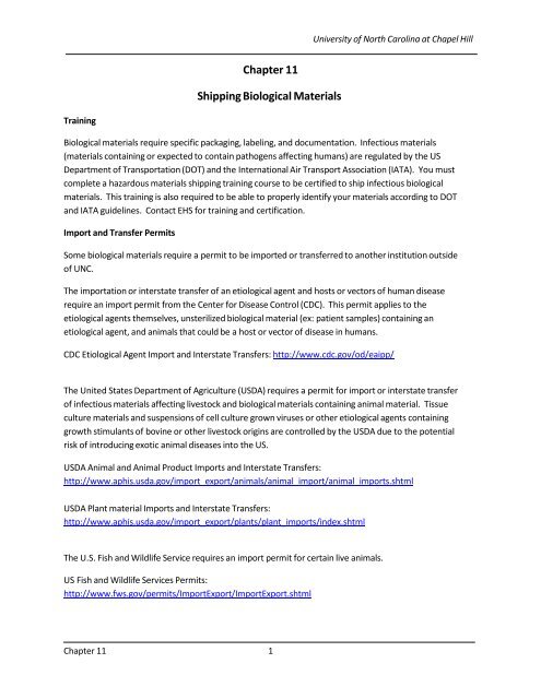 Chapter 11 Shipping Biological Materials