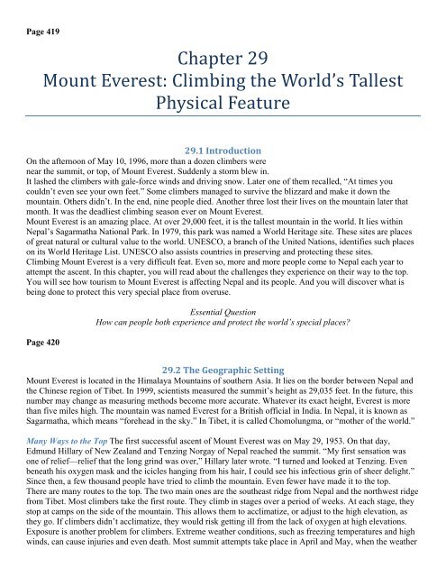 Chapter 29 Mount Everest: Climbing the World's Tallest Physical ...
