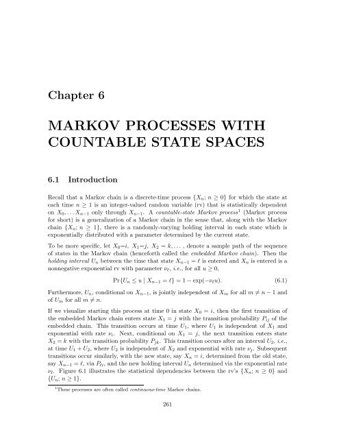 MARKOV PROCESSES WITH COUNTABLE STATE SPACES