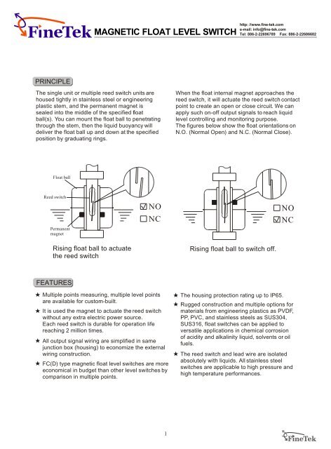 MAGNETIC FLOAT LEVEL SWITCH