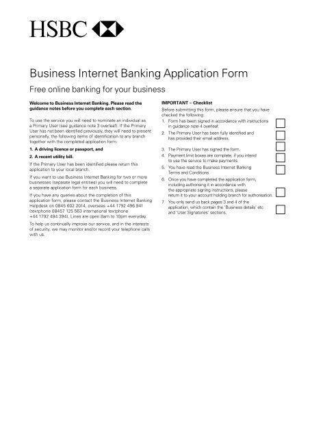 Business Internet Banking application form (PDF)