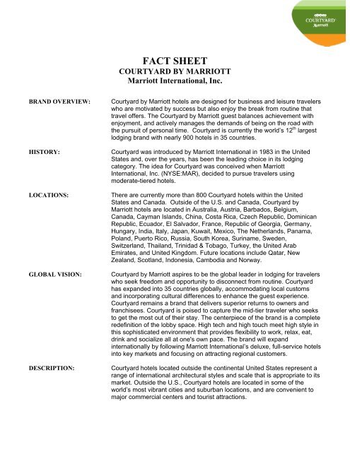 Courtyard Fact Sheet - Marriott News Center