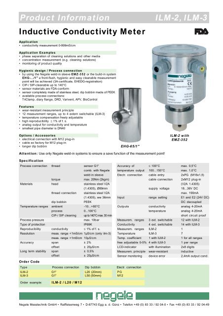 Inductive Conductivity Meter ilm-2, ilm-3 Product Information ILM-2 ...