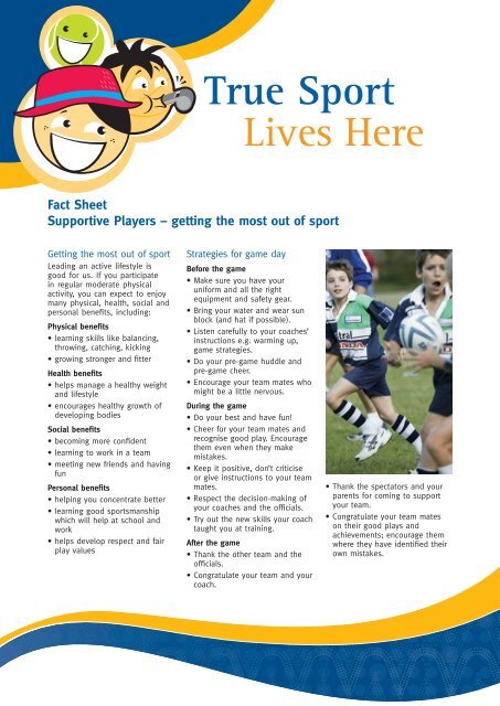 Fact Sheet Supportive Players â getting the most out of sport