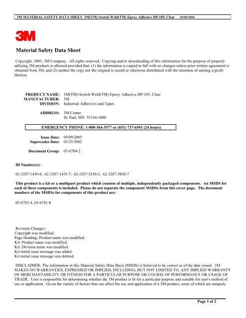 Material Safety Data Sheet - 3M