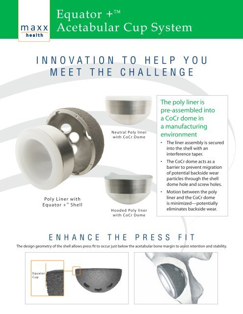 Equator +â ¢ Acetabular Cup System - Maxx Health, Inc.
