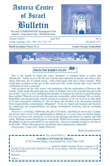 Bulletin - Astoria Center of Israel