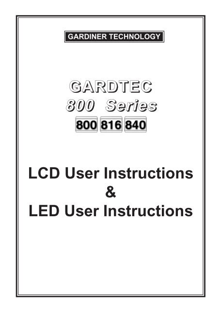 GardTec 800 Series - MC Alarms
