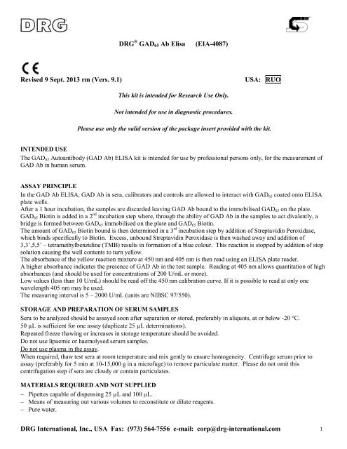 DRG GAD65 Ab Elisa (EIA-4087) Revised 4 ... - DRG International