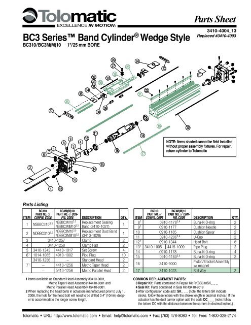 Parts Sheet - You are now at the Down-Load Site for Tol-O - Tolomatic