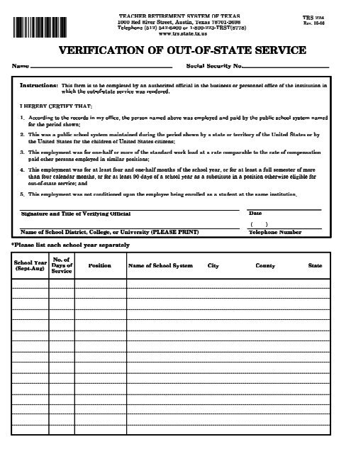 Verif of Out-of-State Serv_TRS Form 224