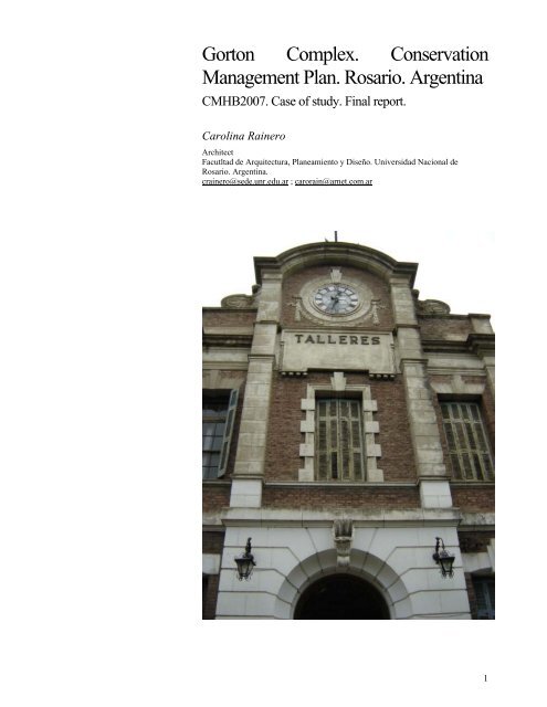 Argentina. Carolina Rainero. Management Plan Gorton ... - HDM