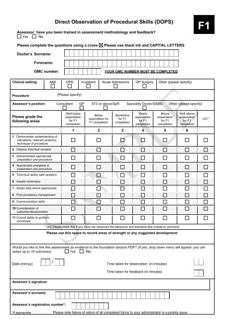 Direct Observation of Procedural Skills (DOPS) - The Foundation ...