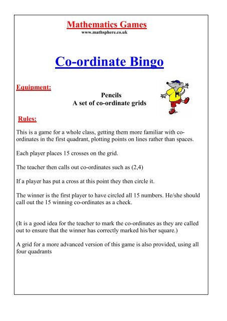 Coordinate Bingo - MathSphere