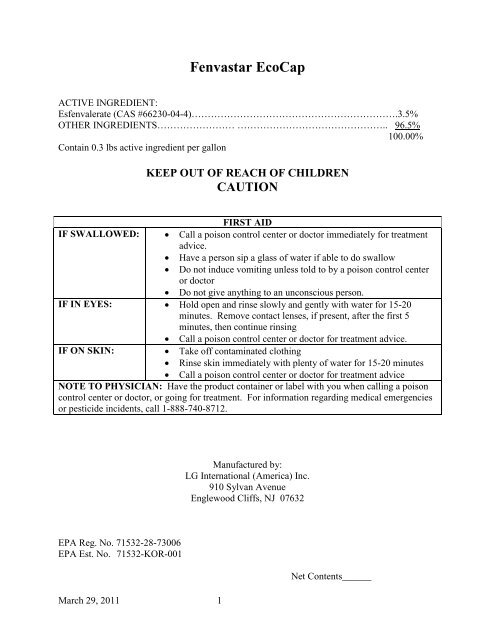 FenvaStar EcoCap Label - Do My Own Pest Control