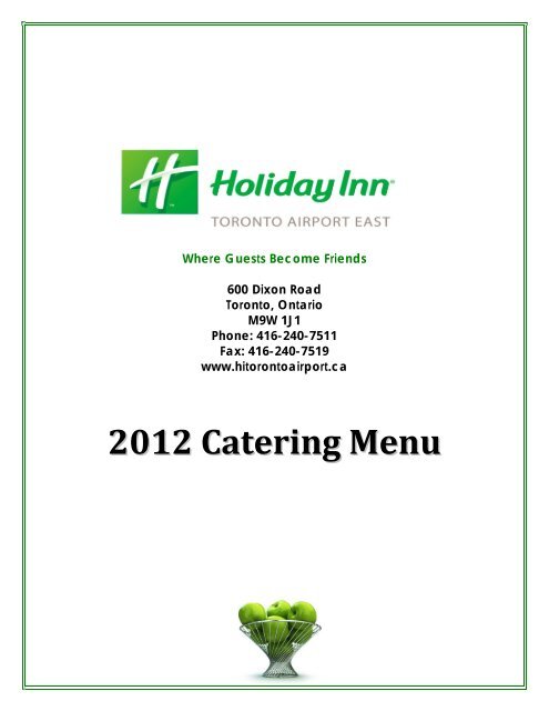 banquet menu's - Holiday Inn Toronto Airport East