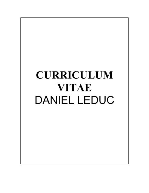 CURRICULUM VITAE DANIEL LEDUC
