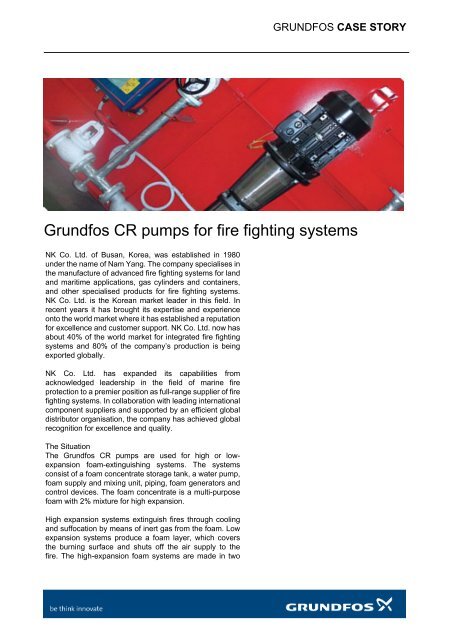 Grundfos CR pumps for fire fighting systems