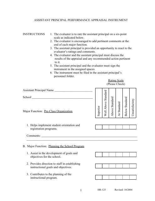 ASSISTANT PRINCIPAL PERFORMANCE APPRAISAL INSTRUMENT