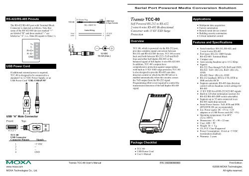 Transio TCC-80 User's Manual - Moxa